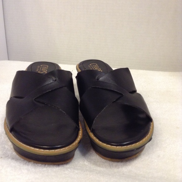 Chaps | Shoes | Chaps Black Wedge Sandals W Wide Straps | Poshmark